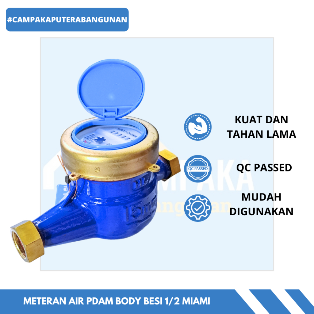 Jual MIAMI Meteran Air PDAM Body Besi 1/2 | Shopee Indonesia