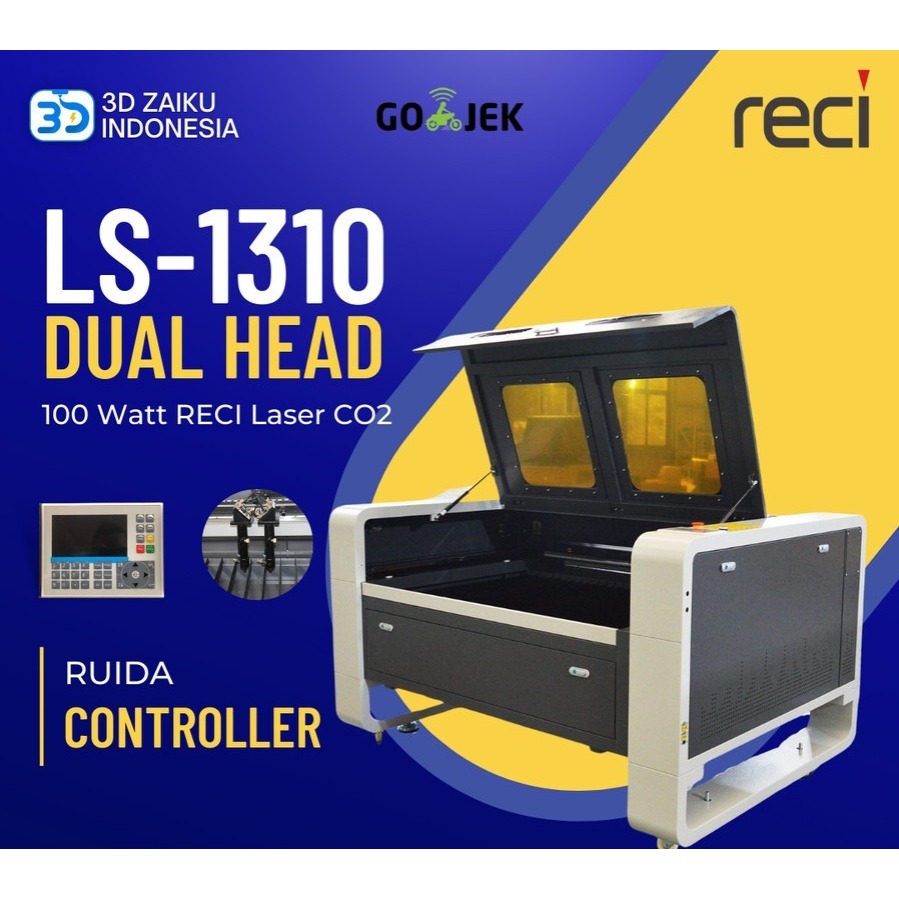 Jual Zaiku LS-1310 with Dual Head 100 Watt RECI Laser CO2 Ruida ...