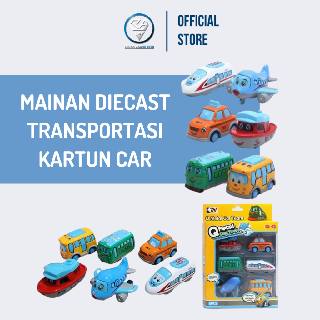 Jual Mainan Anak Set Mobil Mobilan Diecast Transportasi Kartun Q Metal ...
