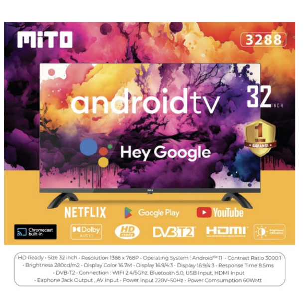 Jual MITO Led TV 32 inch 3288 Android Tv Digital (Medan) | Shopee Indonesia