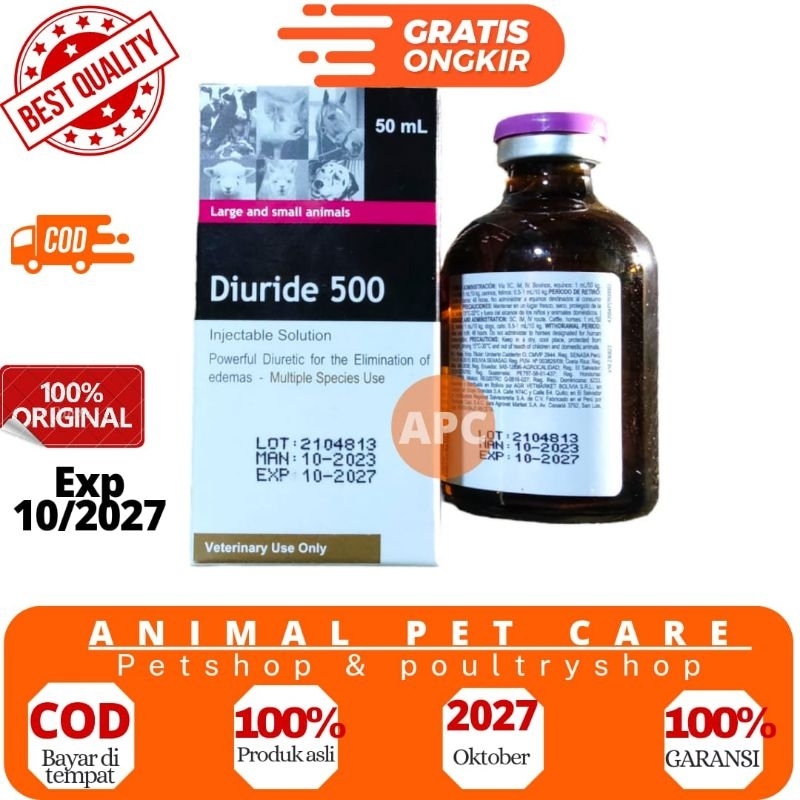Jual DIURIDE 500 - Furosemide - DIURETIK 50 ml Obat Hewan | Shopee ...