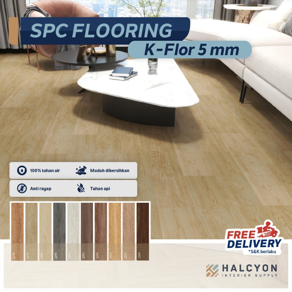 Jual Lantai SPC Flooring / Lantai Kayu / SPC Lantai Kflor 4mm / 5mm Berkualitas ( FREE ONGKIR ...