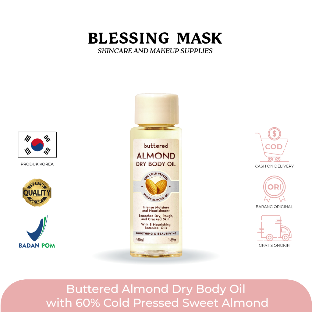 Jual Buttered Almond Dry Body Oil 60% Cold Pressed Sweet Almond Oil ...