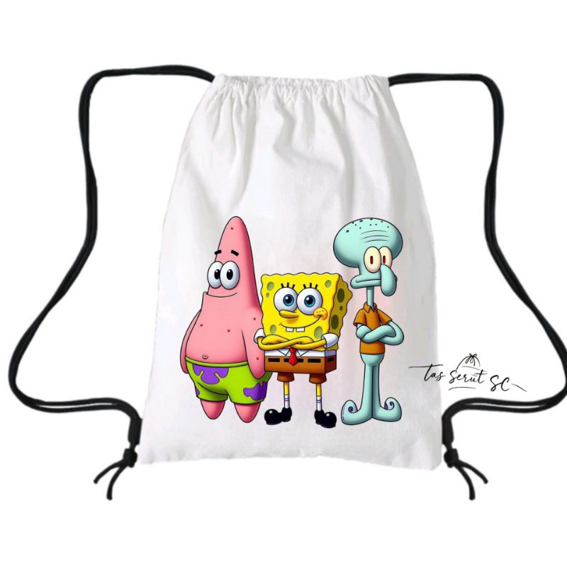 Jual Tas Serut Sc, Tas gendong, Tas Sekolah Karakter SpongeBob, Lucu ...