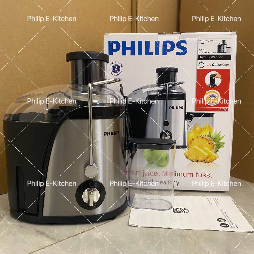 Jual Philips 800W Juicer Extractor HR1866 -Slow Juicer 99% Fresh Fruit ...