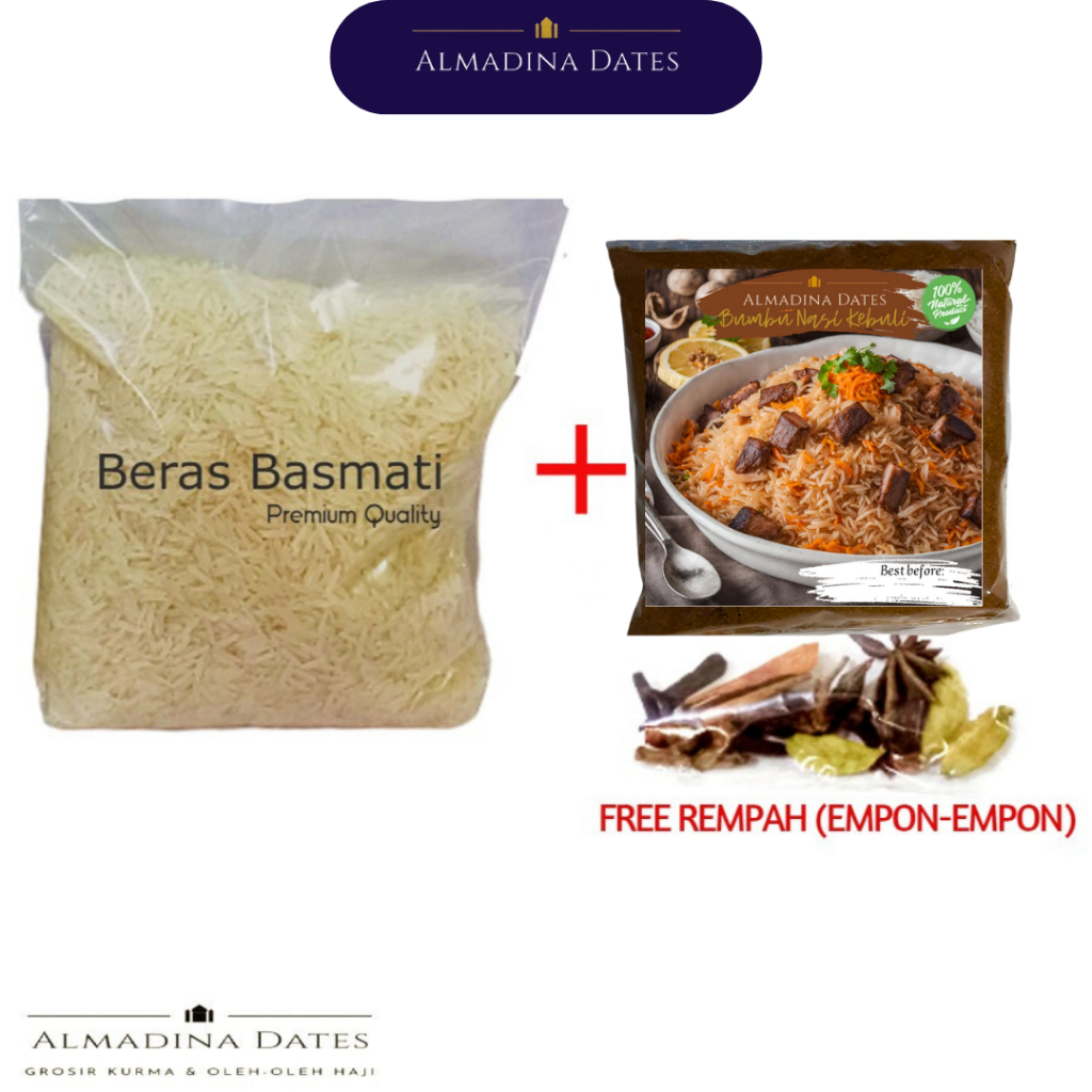 Jual BERAS BASMATI 1KG PREMIUM + BUMBU KEBULI FREE REMPAH | Shopee ...