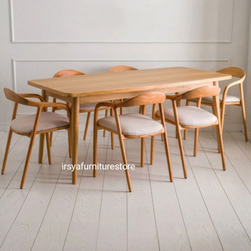 Jual Meja Makan 6 Kursi Minimalis Modern Kayu Jati Model Terbaru | Shopee Indonesia