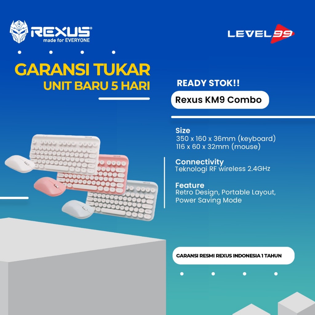 Jual Rexus Keyboard Mouse Wireless KM9 Combo | Shopee Indonesia