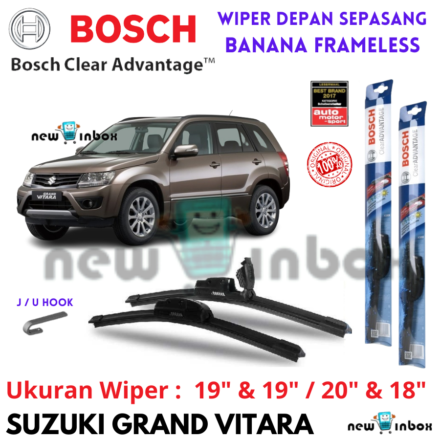 Jual Wiper Depan Mobil SUZUKI GRAND VITARA Sepasang Frameless BOSCH CLEAR ADVANTAGE 19" & 19 ...