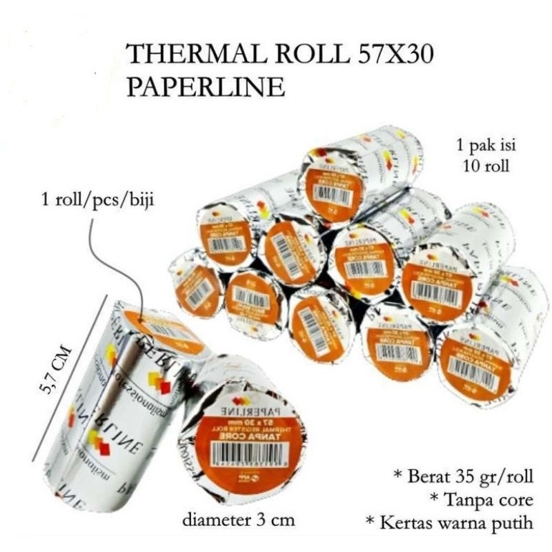 Jual Kertas Struk / Kertas Kasir / Kertas Thermal Paperline 57x30 mm ...