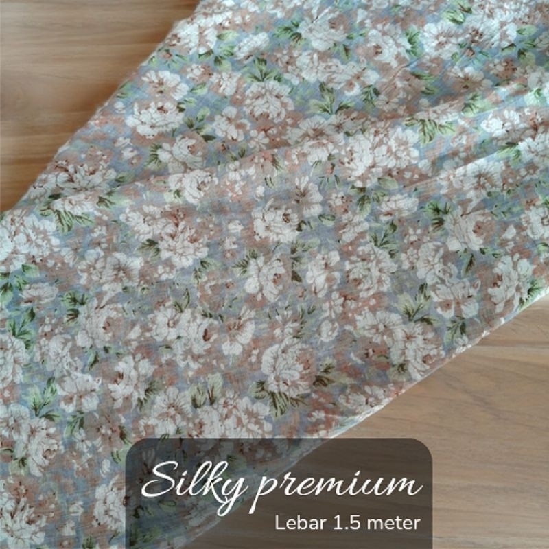 Jual kain katun silky motif bunga / bahan kain semi sutra premium ...