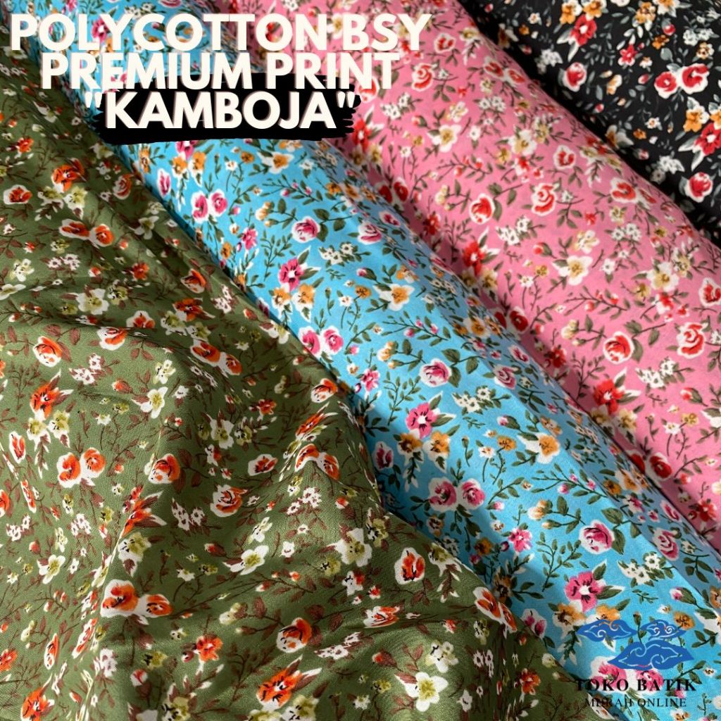 Jual Kain Poly-Cotton BSY Print Premium Silk Motif Kembang "KAMBOJA ...