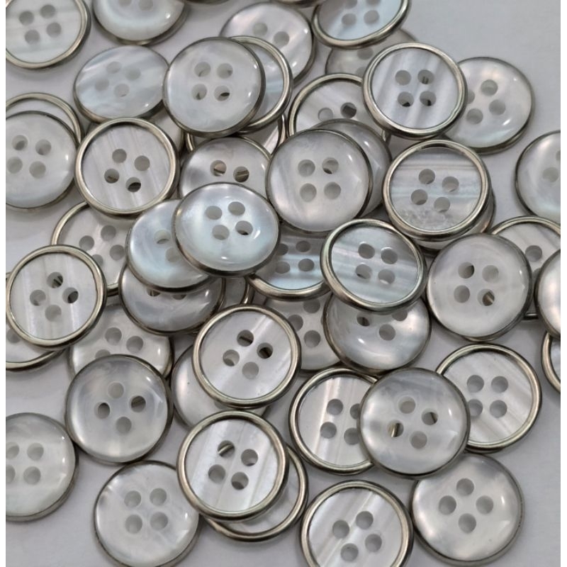 Jual Isi 100 Pcs Kancing kemeja Hem silver Ring putih bening 1,3 cm ...