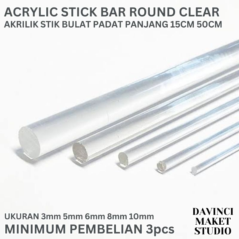 Jual (BP) Acrylic Stick Round Solid Rod - Stik Akrilik Bulat Padat 3mm ...