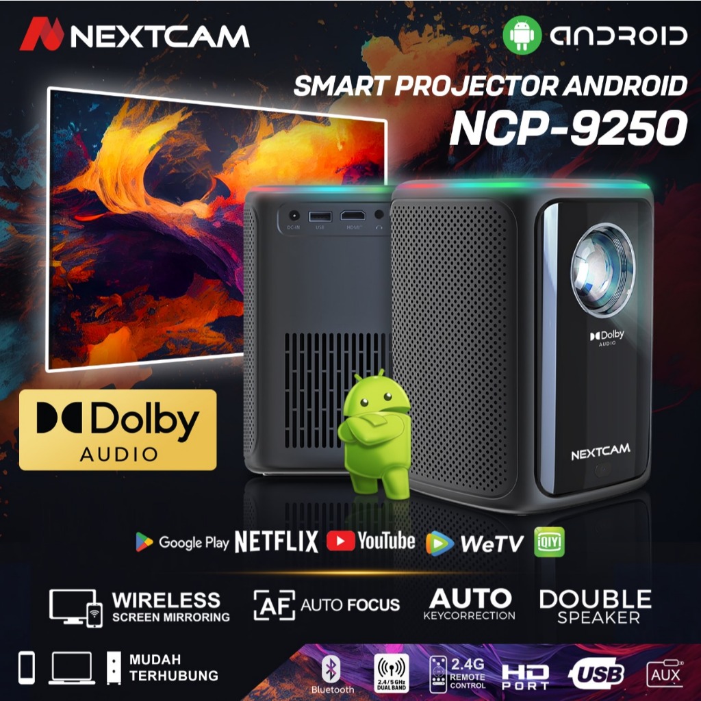 Jual Proyektor android NCP-9250 smart projector mirroring dolby ...