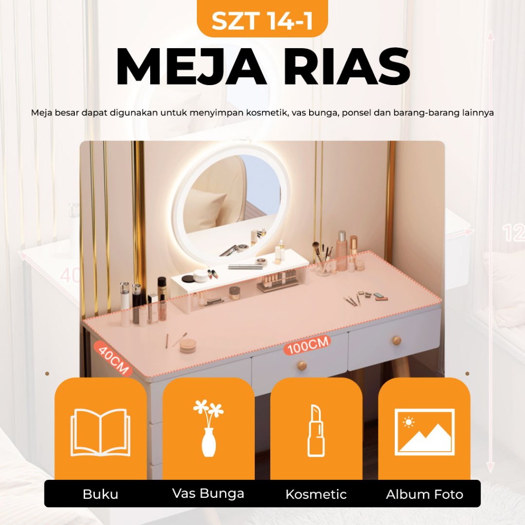 Jual Meja Rias Dengan Cermin Minimalis Meja Rias Mini Kayu | Shopee ...