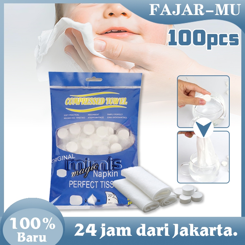 Jual 100pcs Handuk Compressed Sekali Pakai Portable Handuk Mini Travel ...