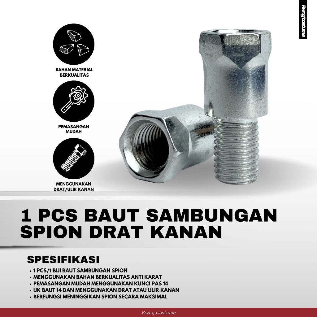 Jual 1 Pcs Baut Sambungan Spion Tipe Motor Honda, Baut Sambungan Spion ...