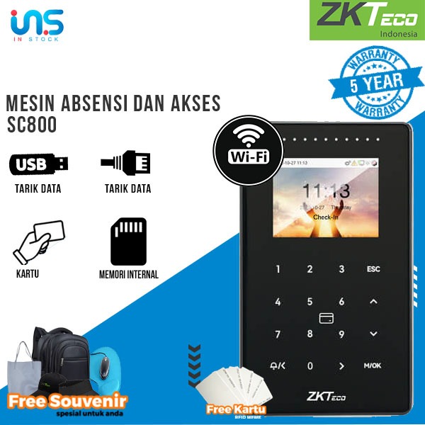 Jual Mesin Absensi Kartu RFID & Akses Kontrol ZKTECO SC800 Pengganti ...