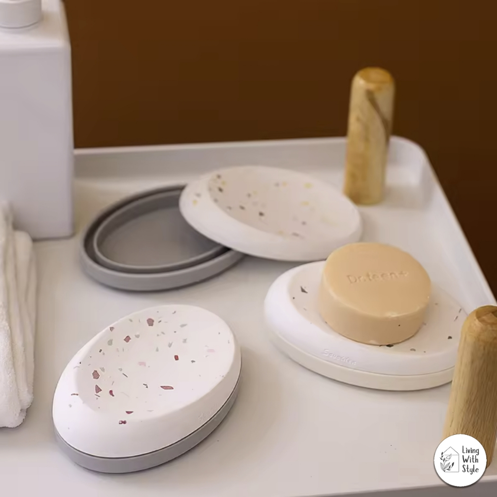 Jual Living With Style - Terrazzo Diatomite Soap Dish Tray Fast Drying ...