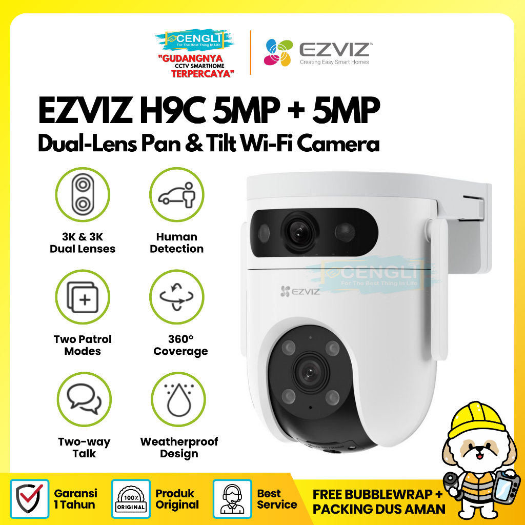 Jual IPCam Ezviz H9C Dual 3K 5MP + 5MP Dual-Lens Pan & Tilt Wi-Fi Camera | Shopee Indonesia
