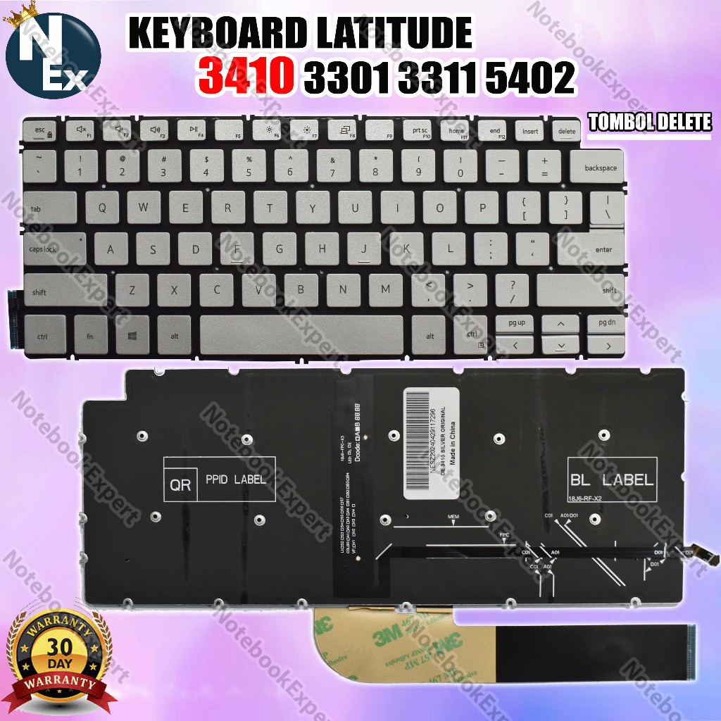 Jual KEYBOARD DELL LATITUDE 3410 3301 3311 5402 SILVER BACKLIGHT ...