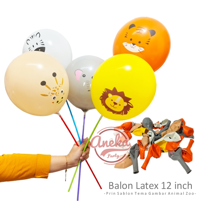 Jual Balon Latex Animal / Balon Motif Hewan 12 inch / Balon karakter ...