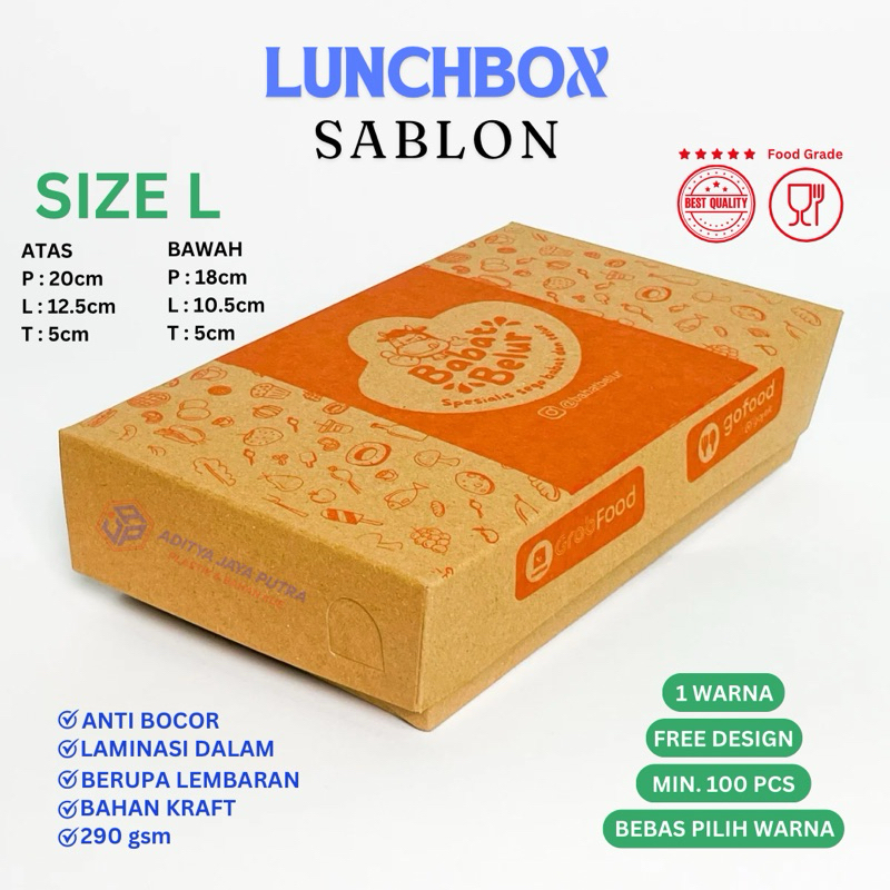 Jual Sablon Custom Lunch Box Lipatan / Sablon Launch Box Kraft / Cetak Custom Lunch box Kraft ...