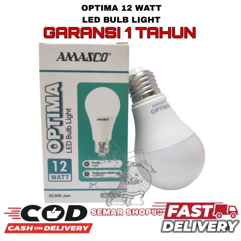 Jual bohlam lampu LED 12watt garansi 1tahun amasco optima/lampu LED 12wat hemat daya hemat ...
