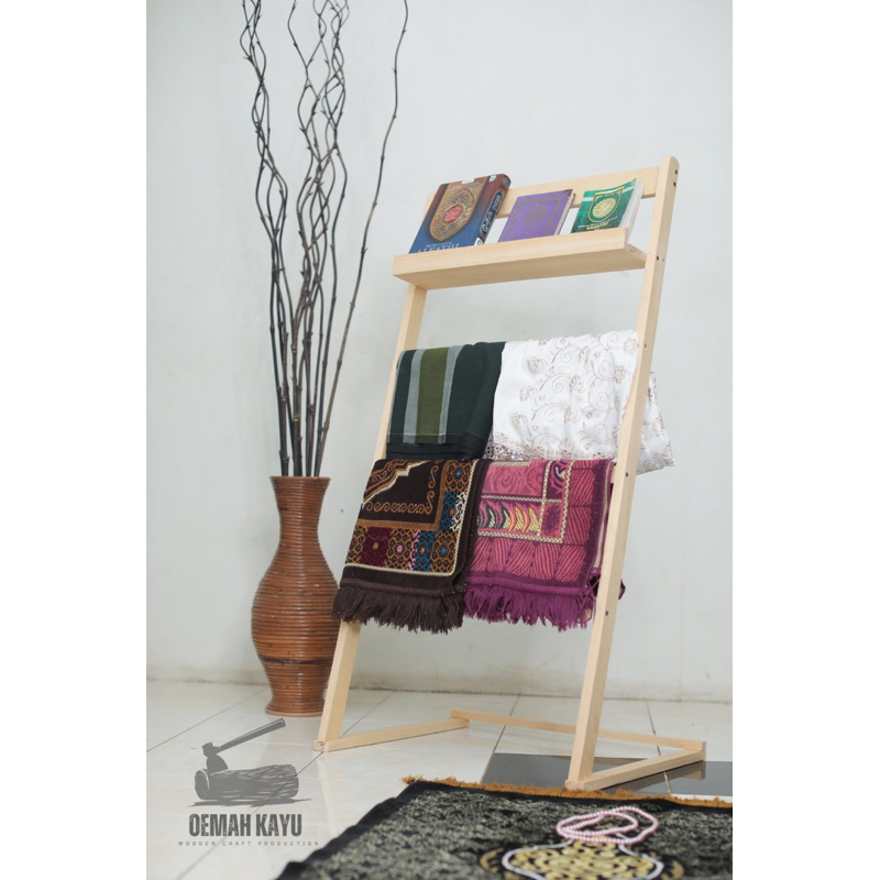 Jual Rak sajadah estetik Rak mukena full kayu Rak jilbab estetik Rak al ...