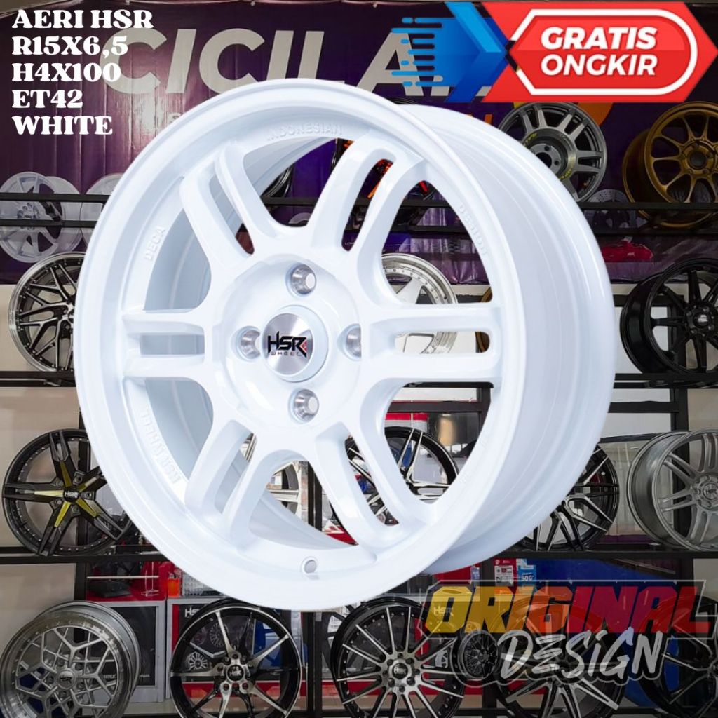 Jual Velg Mobil Ring 15 HSR AERI R15 LEBAR 6,5 LOBANG BAUT 4 ET42 WHITE / PUTIH | Shopee Indonesia