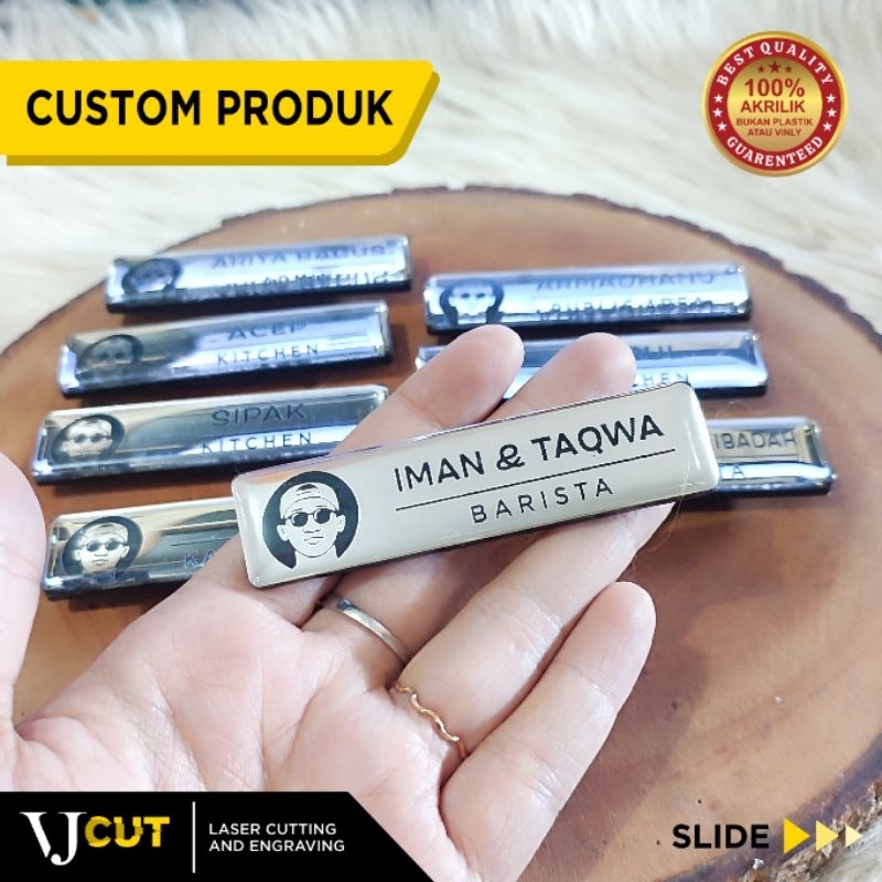 Jual Name Tag akrilik custom / papan nama dada akrilik / Nametag peniti ...