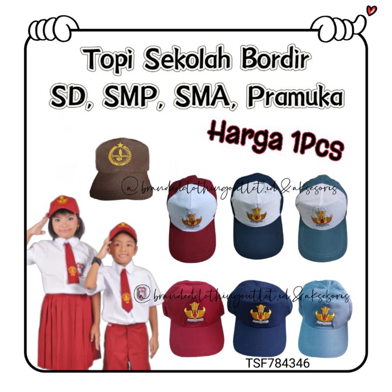 Jual TOPI SEKOLAH SD SMP SMA PRAMUKA / TOPI SERAGAM SEKOLAH / TOPI LOGO ...