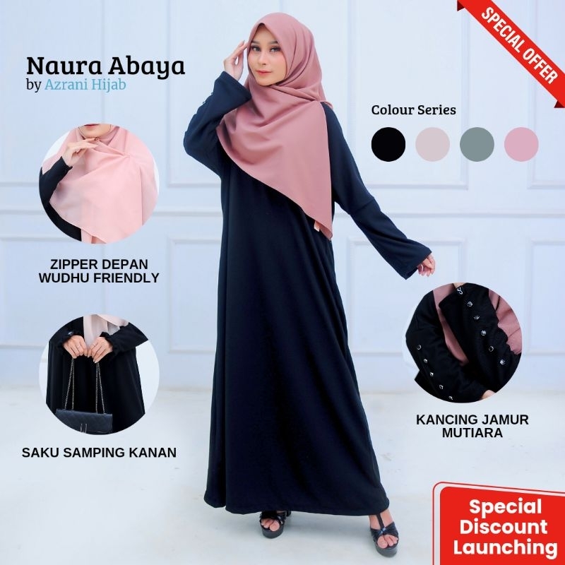 Jual Naura Abaya Knit Premium Warna Hitam Polos Pakaian Muslim Wanita Muslimah Syari Dress Gamis ...