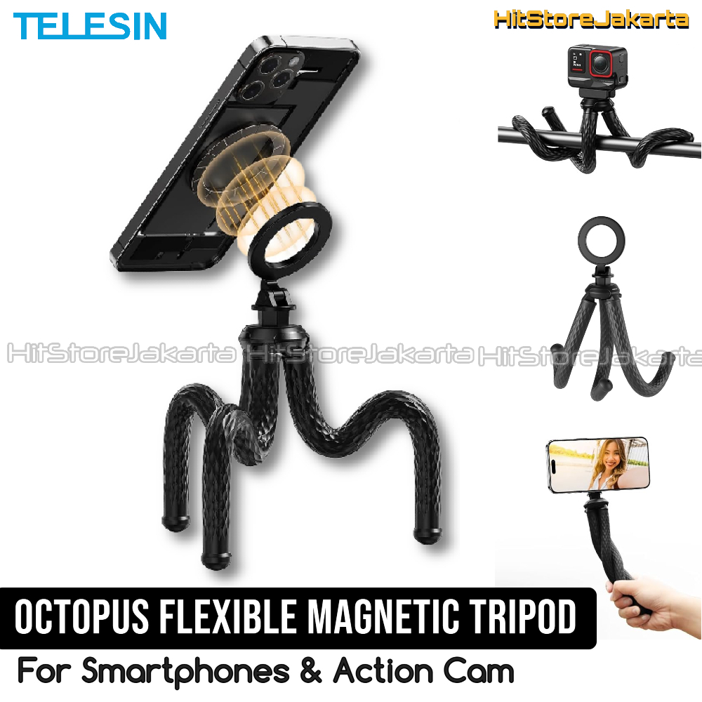 Jual Telesin Octopus Flexible Magnetic Tripod for Action Cam Smartphone ...