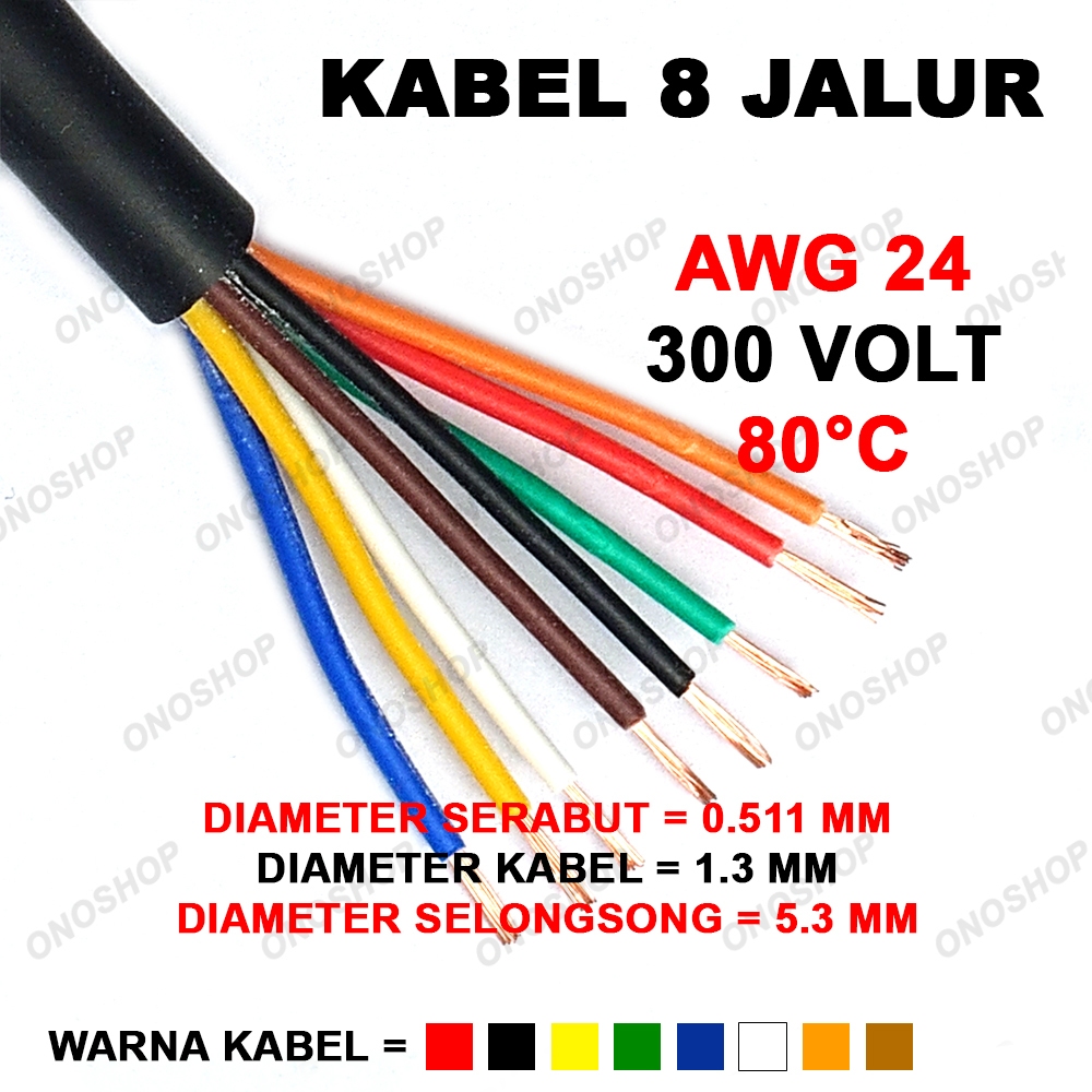 Jual Kabel AWG 24 (8 Jalur) + Selongsong @ 1 Meter | Shopee Indonesia