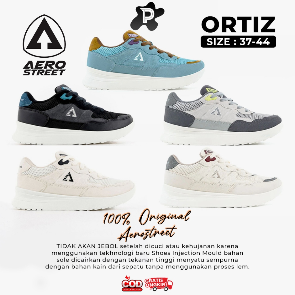 Jual Aerostreet 37-44 Ortiz Natural Biru Coklat / Natural Hitam Hijau ...