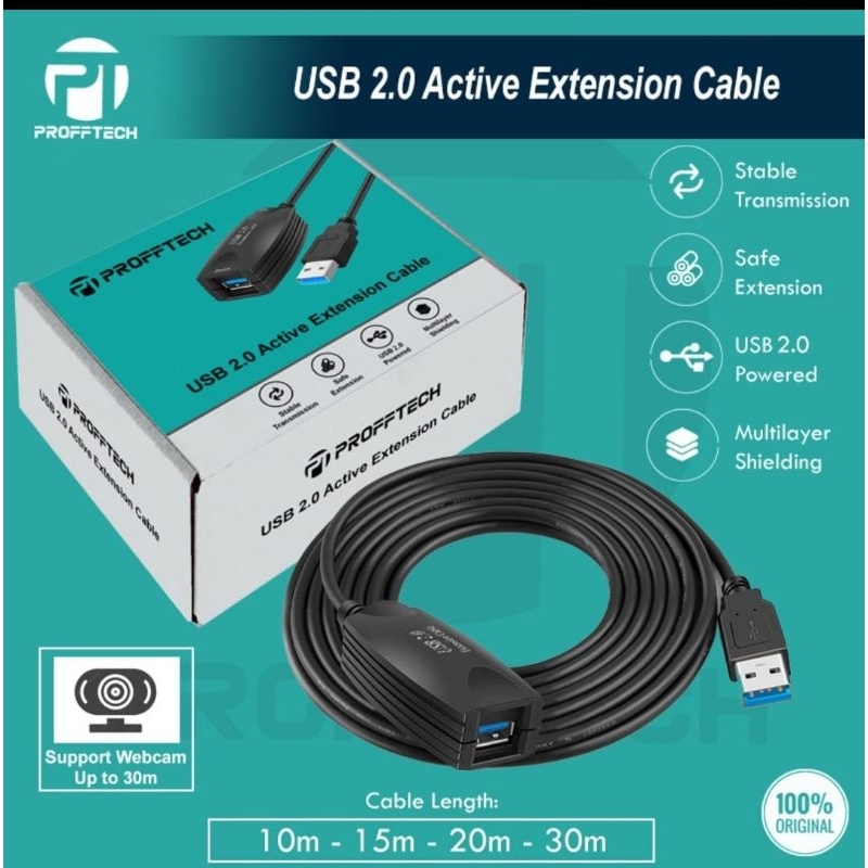 Jual Profftech Kabel USB 2.0 Extension Aktif Male to Female Extender USB Active 10 / 15 / 20 ...