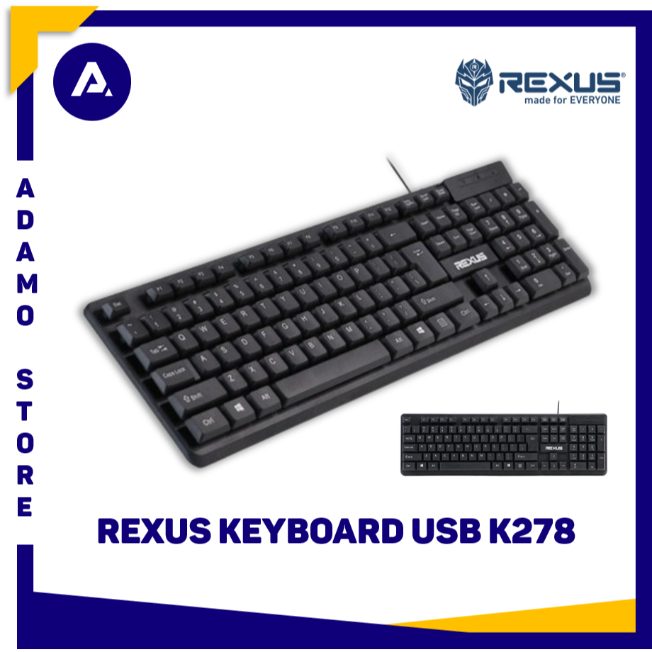 Jual Keyboard USB Rexus K278 Office Membrane Black Keyboard | Shopee ...