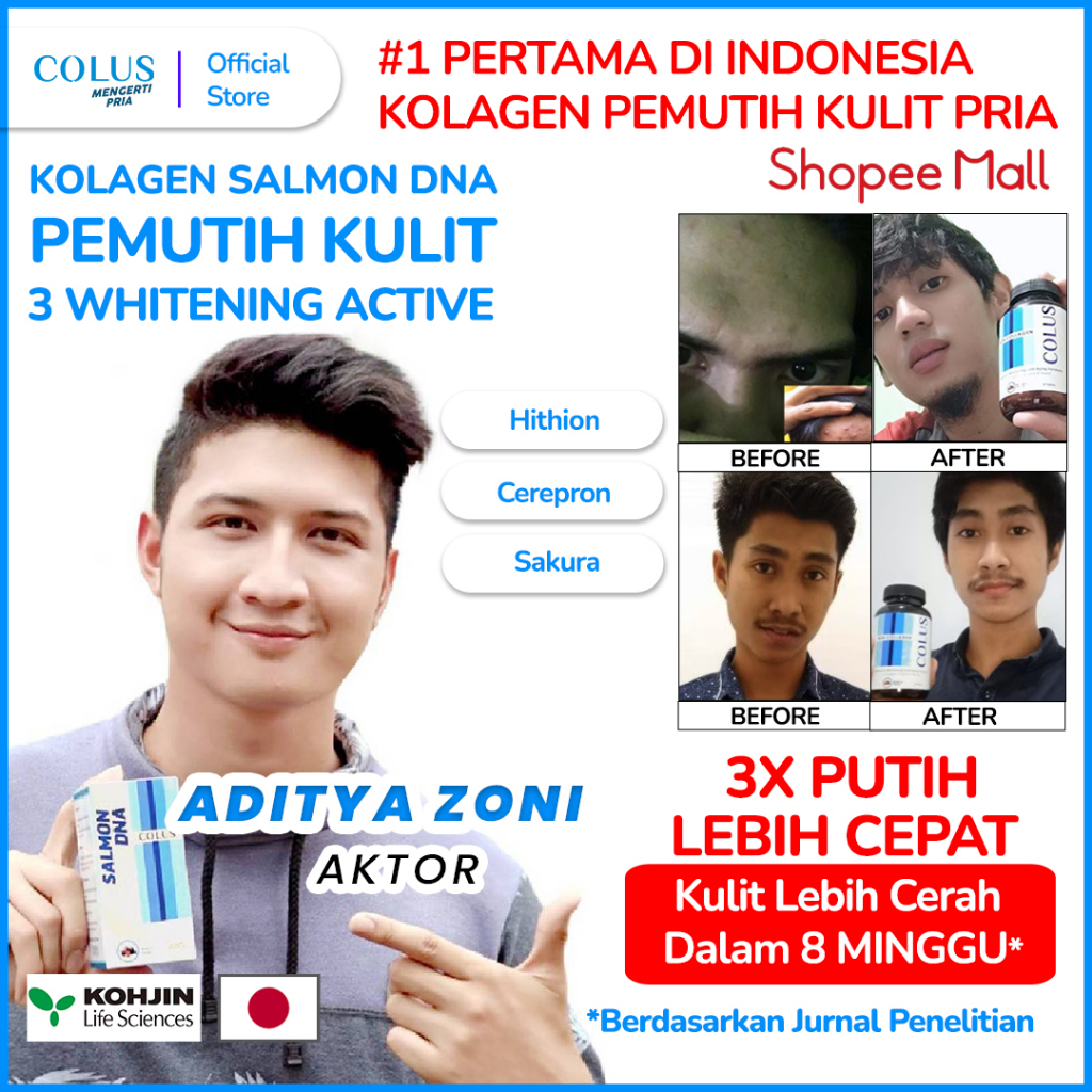 Jual Colus Men Salmon DNA Collagen | Collagen Pemutih Badan Pria ...