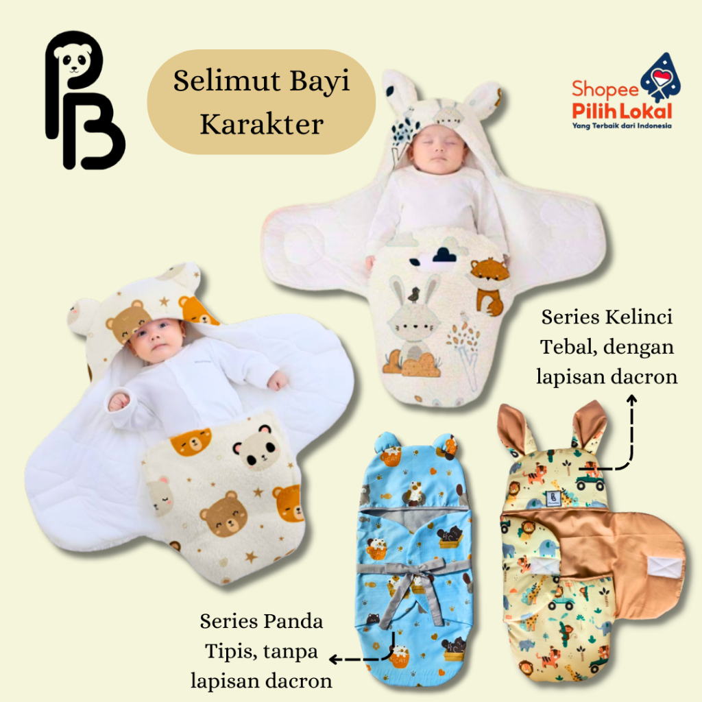 Jual Selimut Bayi Karakter Soft Blanket | Baby Blanket | Bedong Instan ...