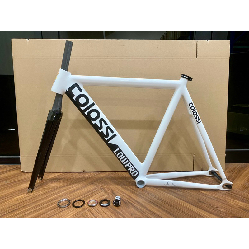 Jual Frameset Sepeda Fixie COLOSSI Low Pro Warna Putih-Hitam | Shopee ...