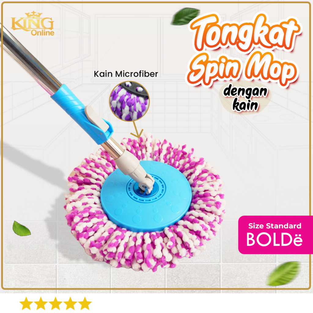Jual Tongkat / Handle Spin Mop Biru + Refil mop / Handle Set 360 Gagang ...