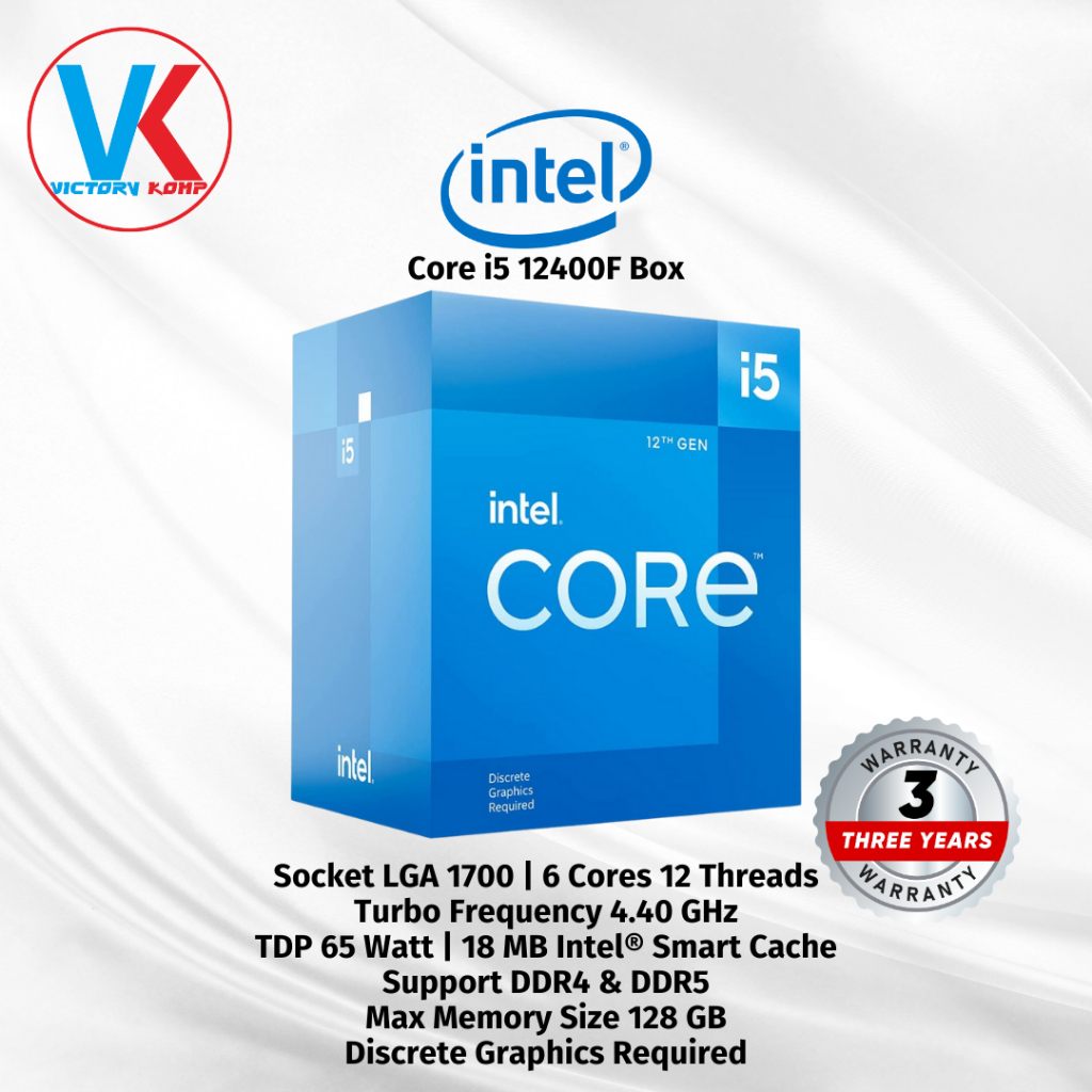 Jual Prosesor Intel Core i5 12400F Box 18M Cache Up To 4.40 GHz Intel ...