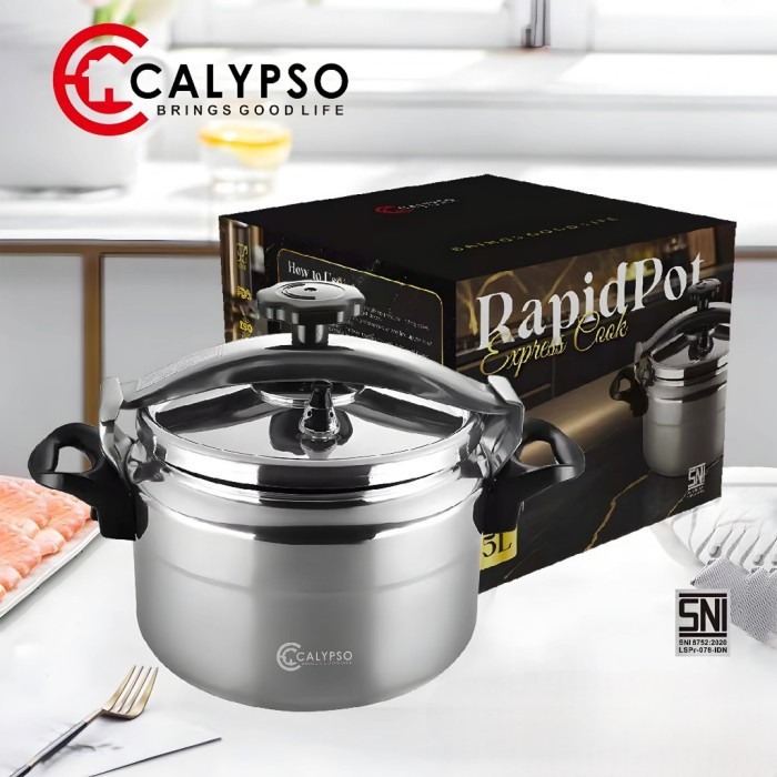 Jual Calypso Panci Presto Stainless Induksi Gas 5 Liter Pressure cooker ...