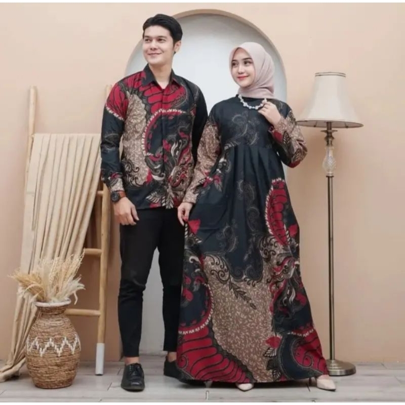 Jual Baju Batik Lengan Panjang Couple Gamis Modern Sarimbit Pasangan ...