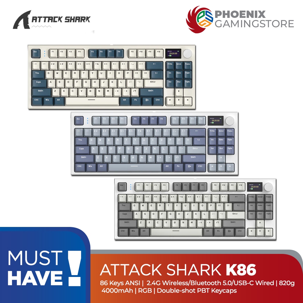 Jual Attack Shark K86 TKL Wireless Mechanical Keyboard RGB with TFT ...