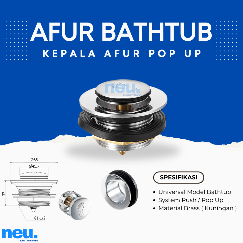 Jual Kepala Afur Bathtub Pop Up Avur Kuningan Shower tray Injak ...