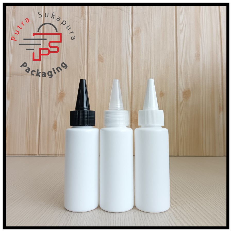 Jual Botol kerucut 60ml hdpe putih/botol tinta 60ml/tutup kerucut neck 24 | Shopee Indonesia