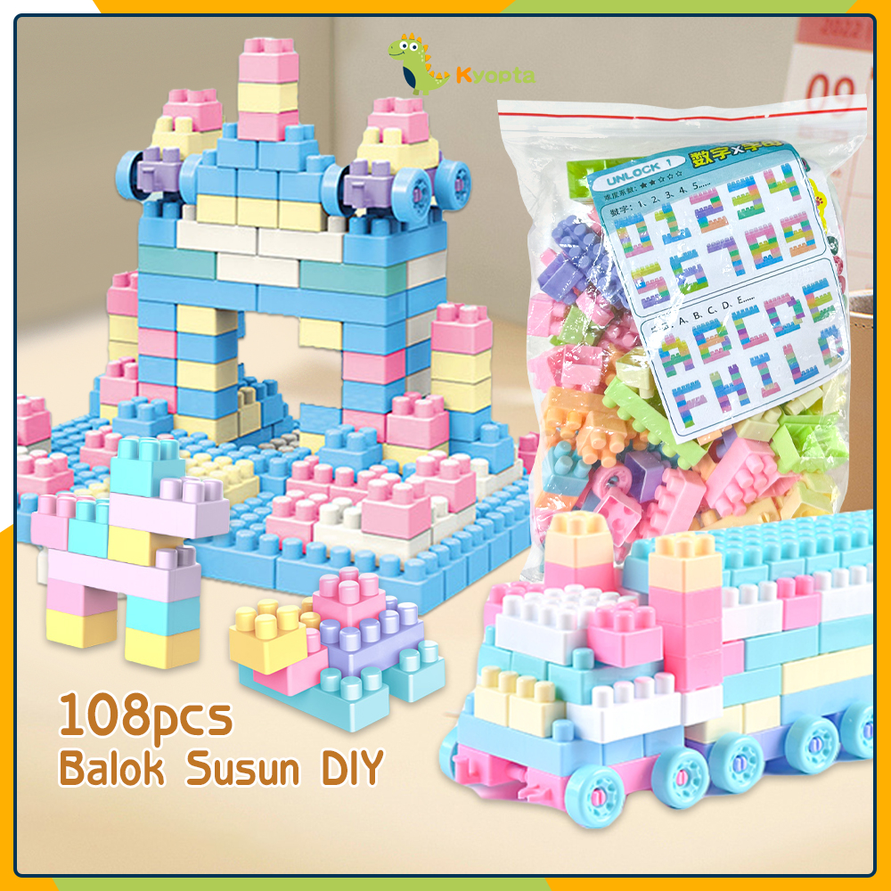 Jual Kyopta Balok Susun Brick Diy 108 Pcs Balok Building Blocks Bongkar ...